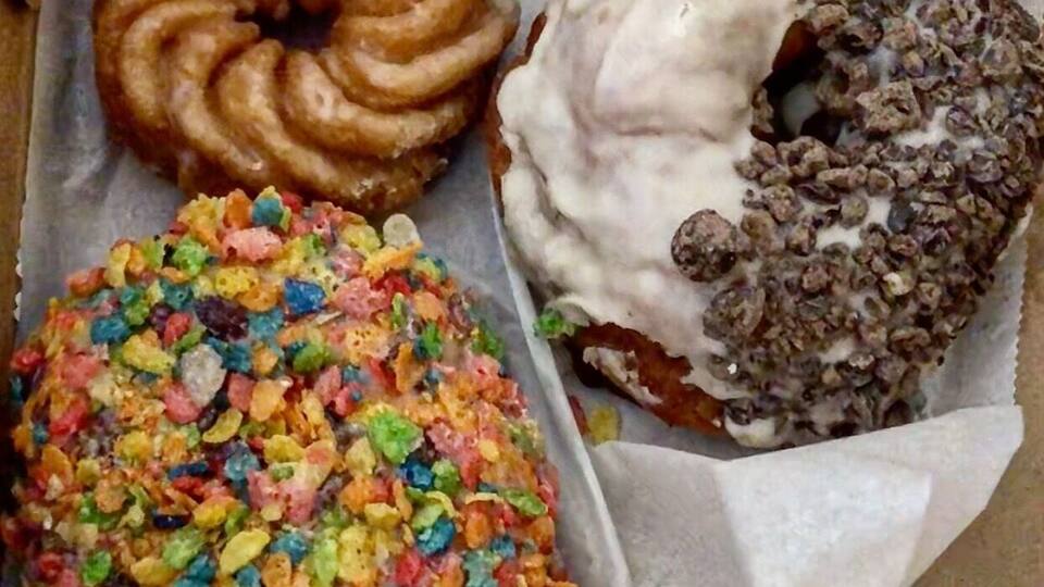 My haul from #pvdonuts in Providence. They use brioche dough for the donuts and they come out HUGE but also light and fluffy. Also, that Cruller is maybe the best I’ve ever had.