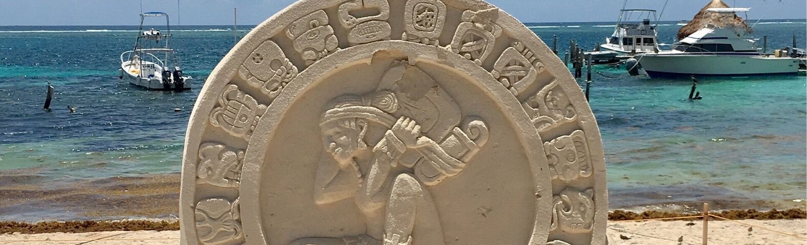 Sand sculpture of Mayan calendar. Truly a work of art!