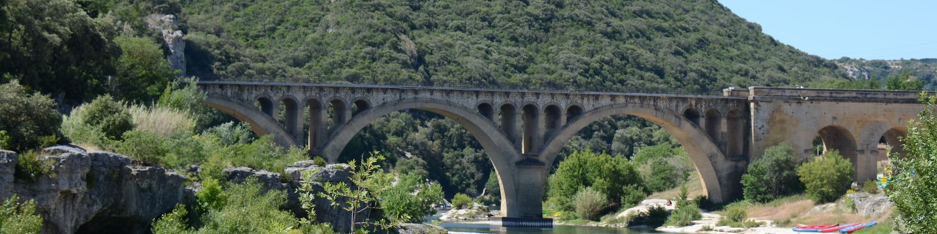 Bridge over the l'Alzon river near the Gard or Gardon river at Collias France