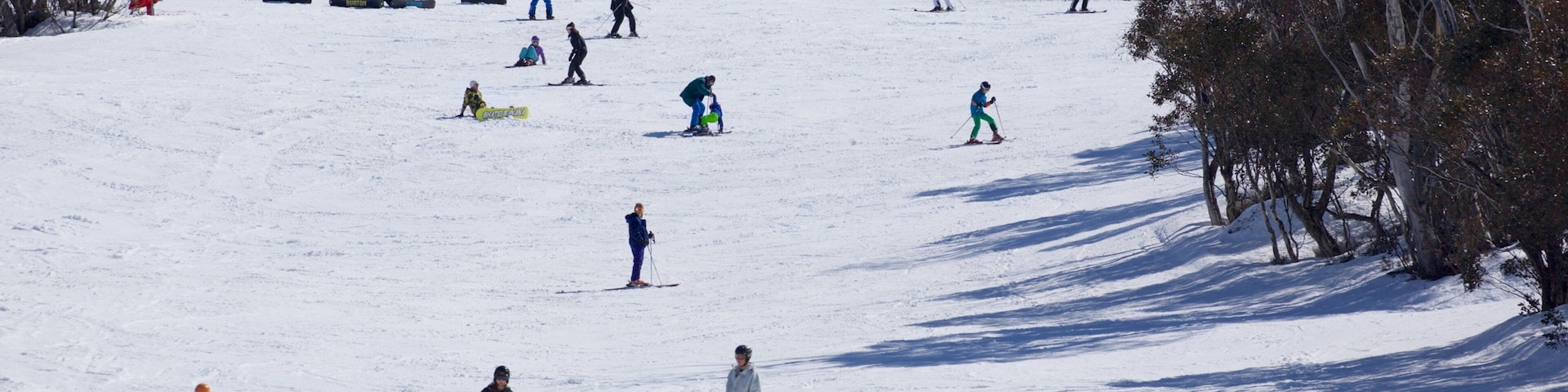 Thredbo caracterizando neve e esqui na neve assim como um grande grupo de pessoas