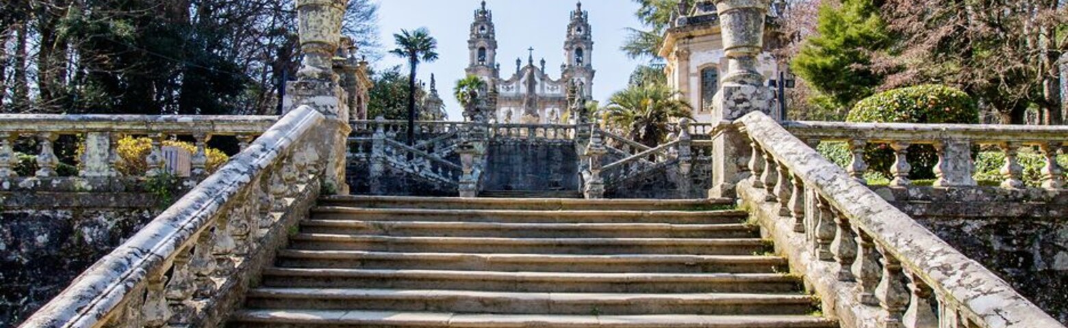 Another view up the steps from the town taken by the pilgrims.