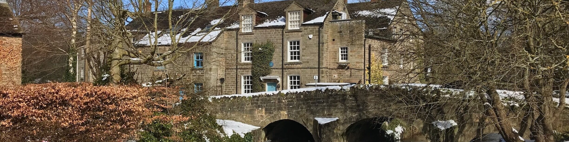 Bridge and brook at Baslow, Derbyshire.