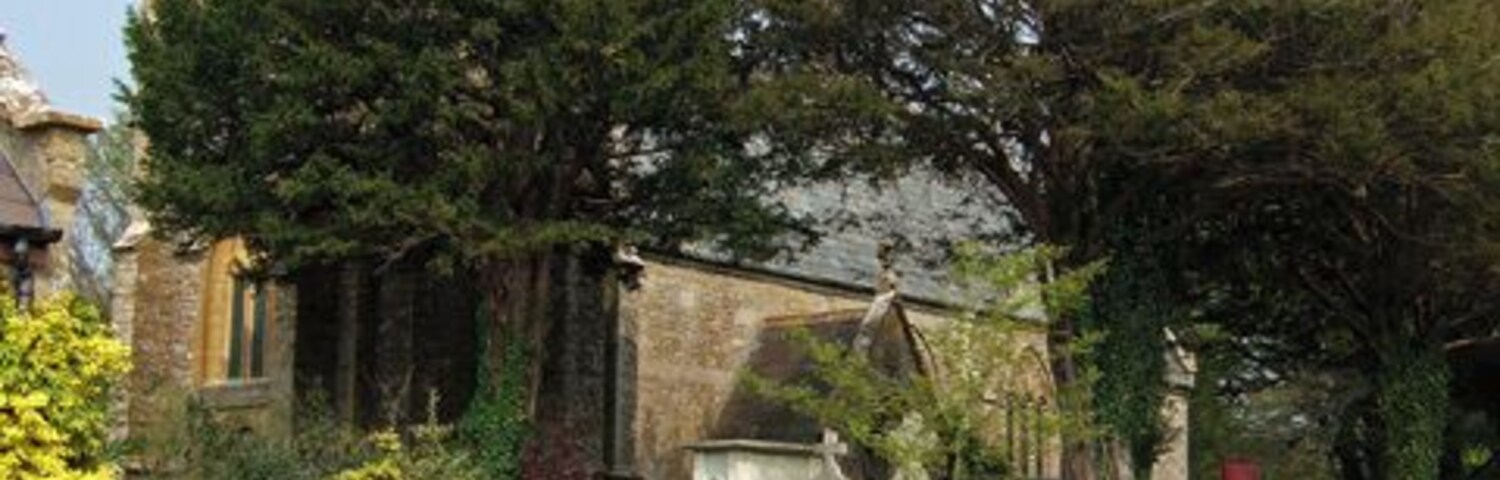 St Michael's parish church, Naller's Lane, Askerswell, Dorset, seen from the southwest, showing the 15th-century west tower