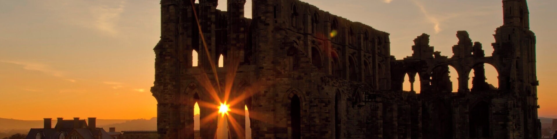 Sunset in Whitby North Yorkshire looking through the abbey window as the sun went down.