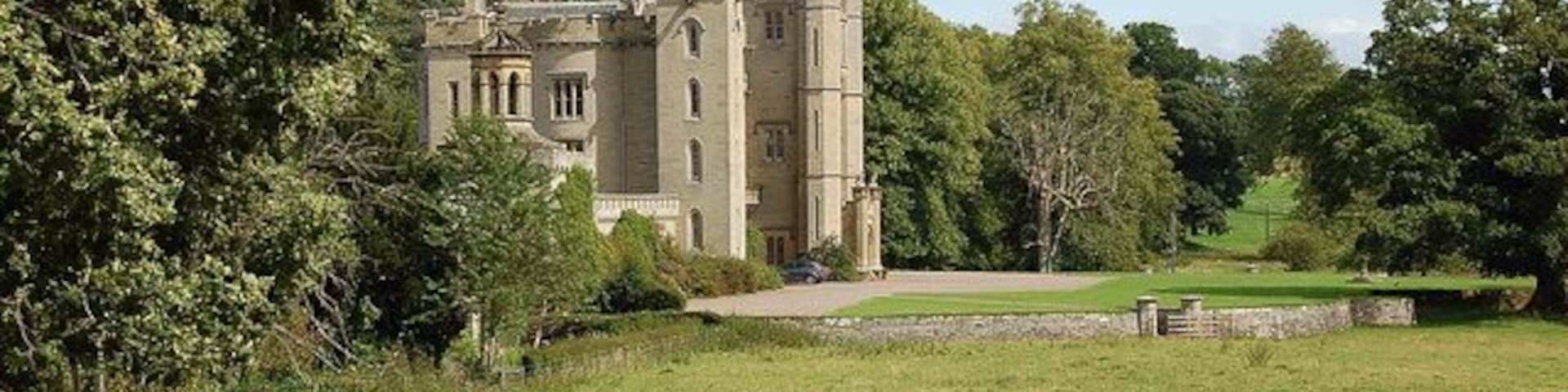 Duns Castle from the west Looking from the signposted track back to the main road from the estate walks.