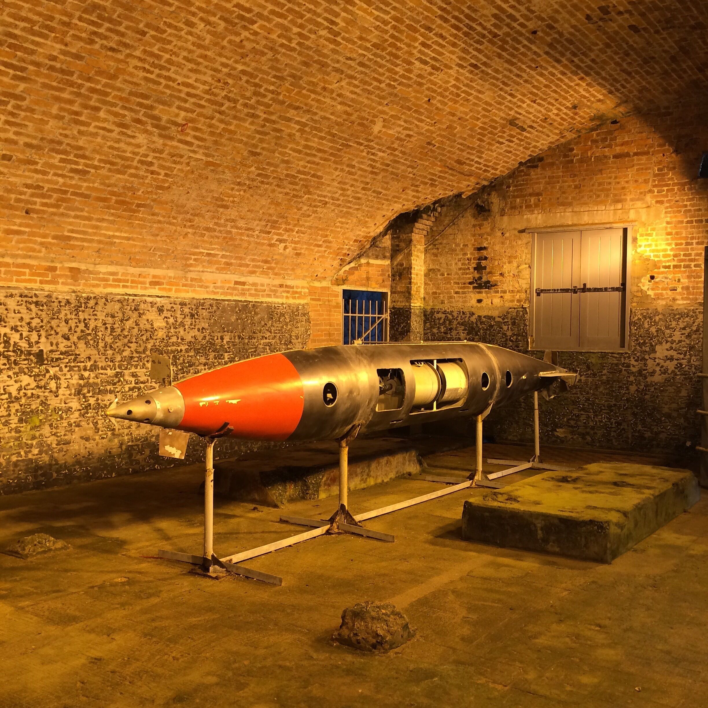 A 30ft torpedo at the launch chamber.