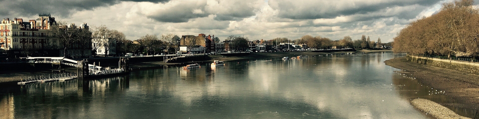 Clouds reflected in the Thames from Putney Bridge