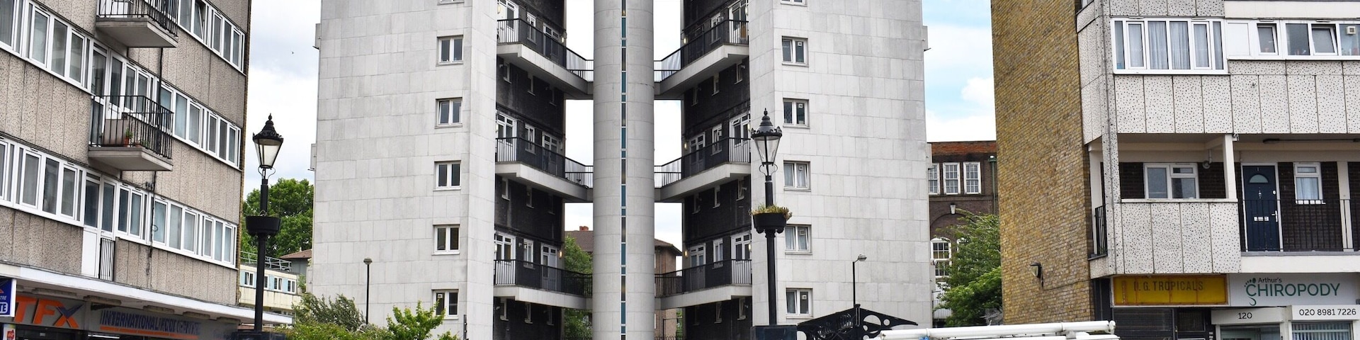 I'm actually a big fan of brutalist architecture and east London has plenty of it. Seen near Victoria Park, June 2017.