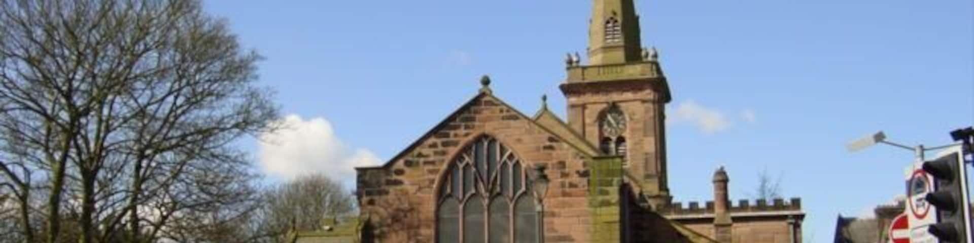 St Mary's parish church, Prescot, Merseyside, seen from the east