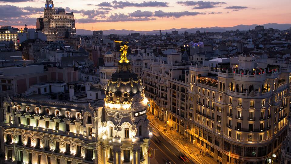 Circulo de Bellas Artes is one of the most popular and biggest of the rooftops in Madrid. The entrance fee is 4 euros but the view at night is definitely worth it.