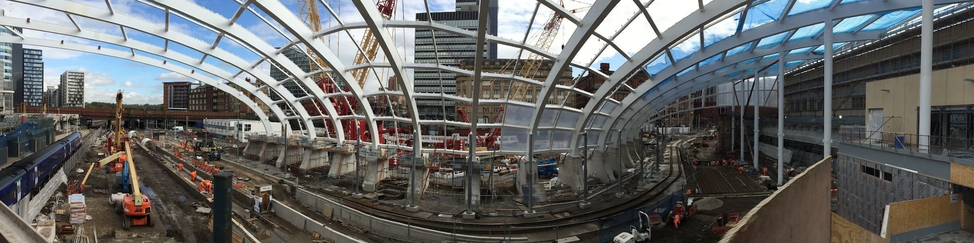 The new roof being built