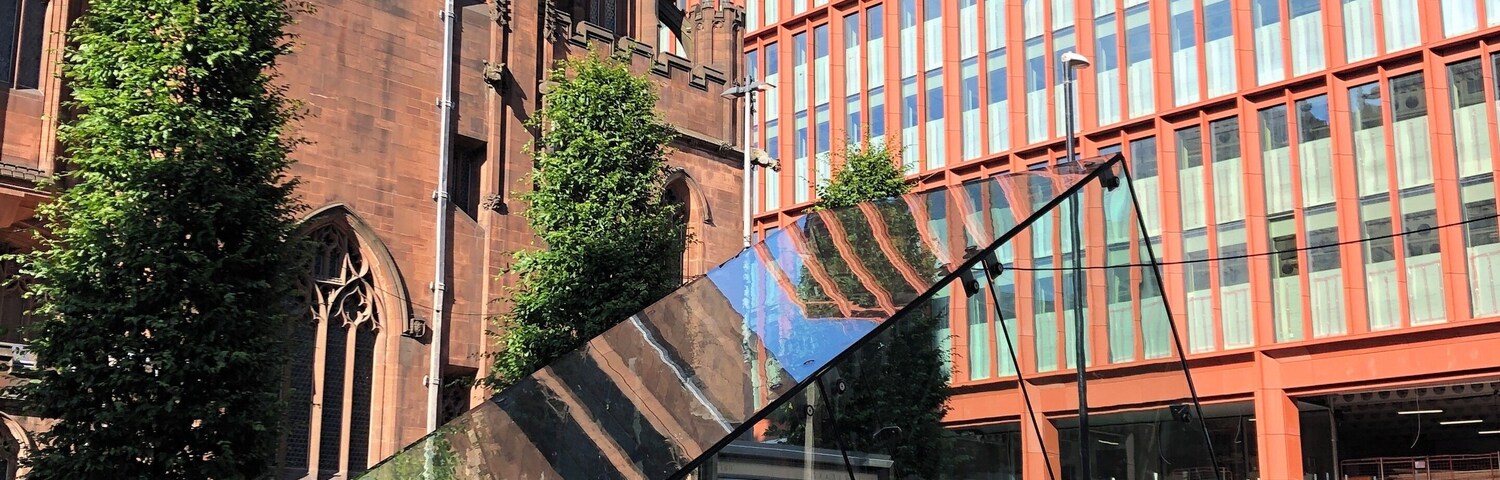 Love the shapes and colours, old and new, here in Manchester.