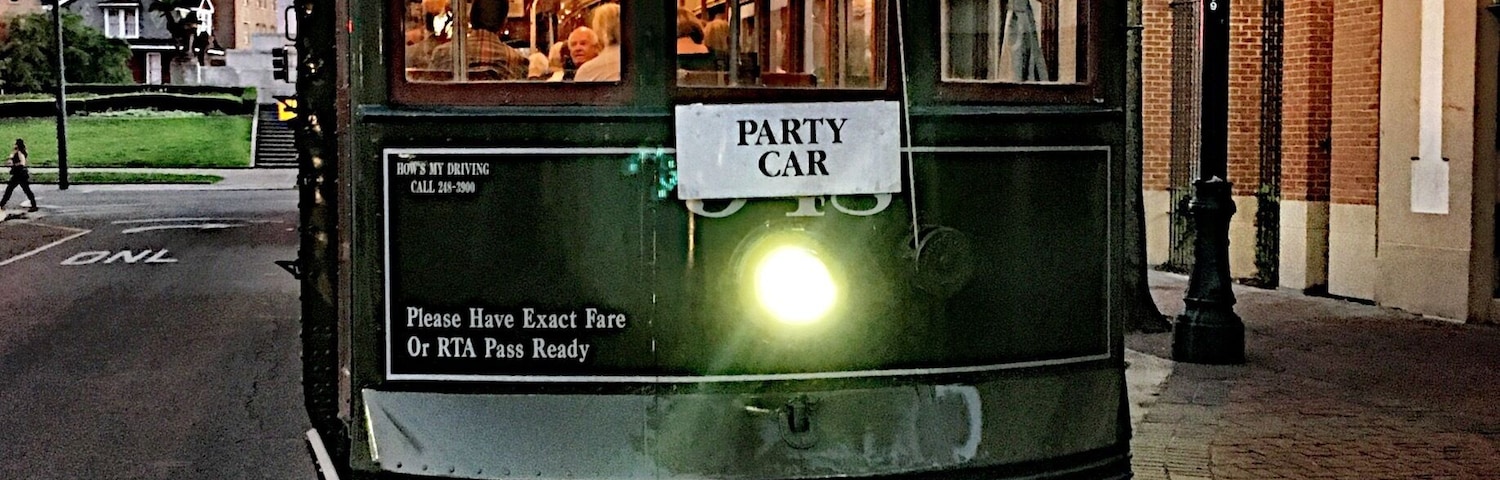 It's always a party in beautiful New Orleans. The street cars are a signature detail of a historic American city.