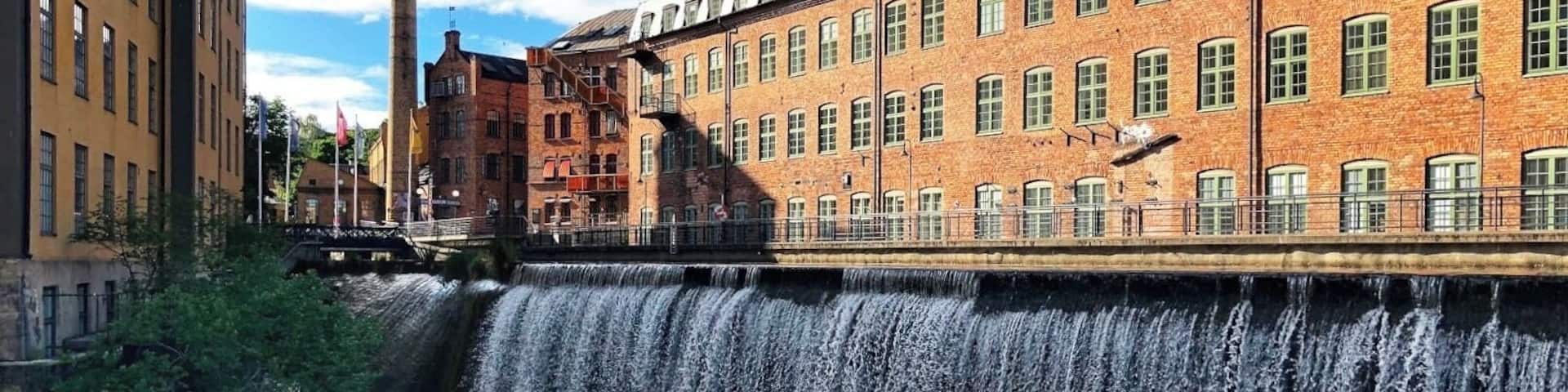 The Industrial Landscape in Norrkoping, Sweden, is a well-preserved area which started in the 17th century and carried on through to the middle of the 20th century. By the middle of the 19th century, Norrköping was the second largest industrial city in Sweden. 70% of Sweden's textiles were woven here. Magnificent factory buildings are proof of the cities industrial wealth. Today, none of these buildings are used in the way they were intended. The sound of the last spinning mill was heard in the middle of the 1970’s, but the area is being preserved. (June 2018)
#History