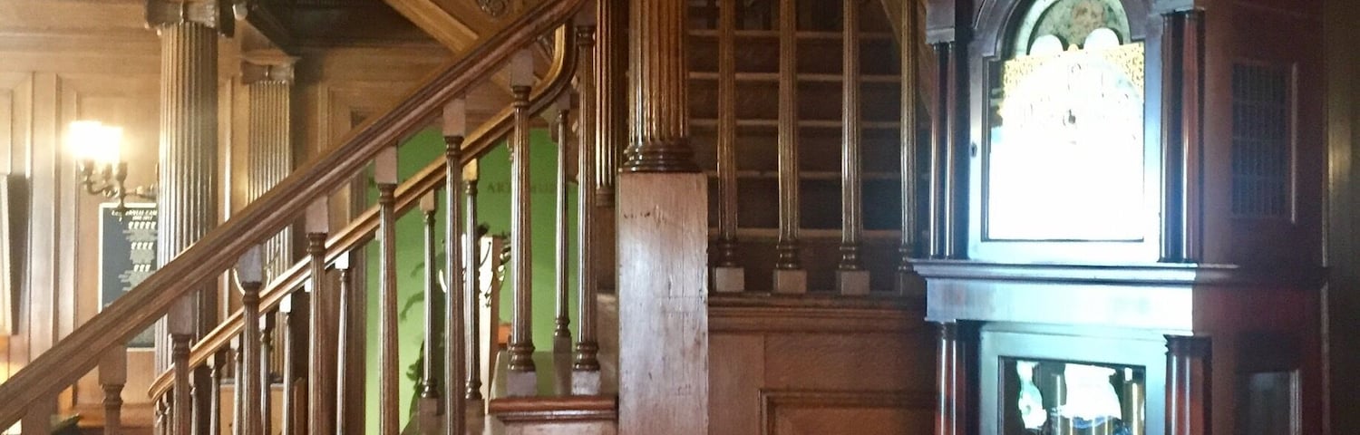 Housed in a 200+ year old mansion - which is worth visiting all on its own - this is a fantastic museum full of sculptures, paintings and some of Frederic Remingtons personal property. You can see some of his books at the top of the staircase. The grandfather clock is an original Tiffany made, still working, clock.