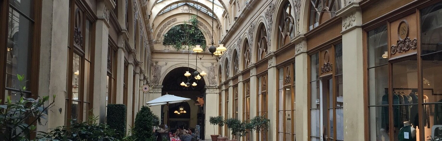 One of the oldest covered arcades in Paris, Gallerie Vivienne houses some shops, cafes, and an old bookstore.