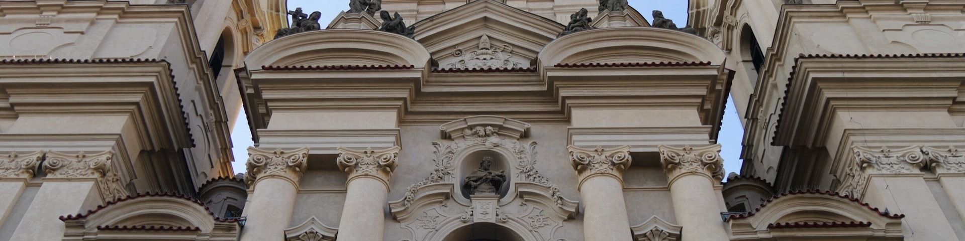 Facade of St. Nicholas Church in Old Town Square, Prague