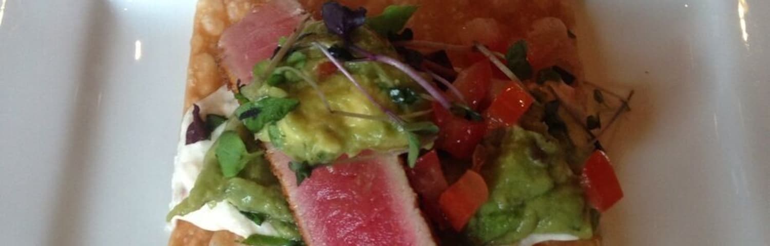 This is a part of the blackened tuna nachos. So good! They have really unique food combining fish and beef!