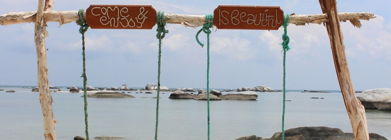 It is an island off of Belitung island, Indonesia. The beach is still pristine as it is accessed only by the fishermen and the local residents, which are only around 1500 people. There are no tourists here and no accommodation to stay. Odd that there are no big developers eyeing this place, as there are quite plenty of land for sale. If you're a big resort developer, I urge you to invest here 🙂🌴🦀