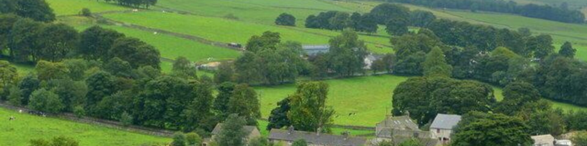 View of Chelmorton Townend 2. View south-west from the high ground to the east of the village. See 977619 for an explanation of the field system hereabouts.