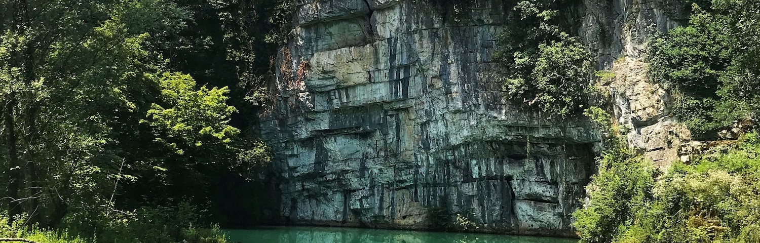 The most beautiful turquoise river surrounded by limestone cliffs, yet no one seems to know about this spot. You could easily spend the day reading a book next to this spring and not see another sole! Just one of the reasons why I loved the off the beaten track destination of Bela Krajina in Slovenia