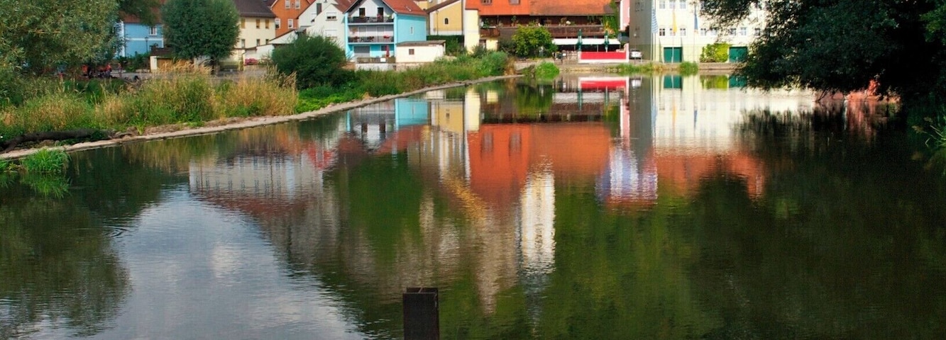 Beautiful small town with ruin of an old castle