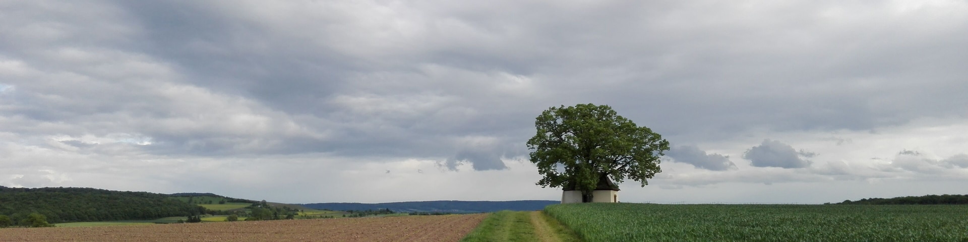 This picture was taken on the route "Ums Mahlholz", which I find in the book "Schweinfurt 360", where suggested about 20 tours for Schweinfurt region. Gertraudiskapelle in Gerolzhofen, Bavaria (Germany).