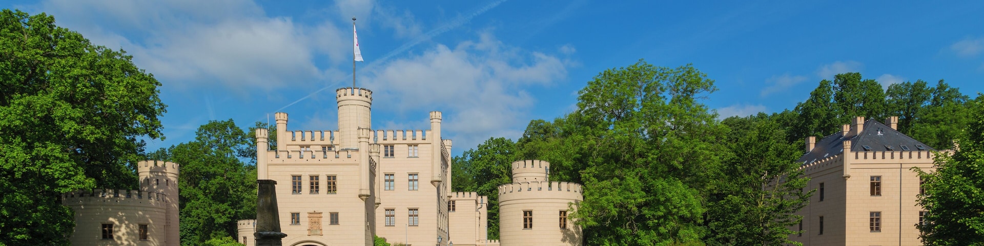 Letzlingen Hunting Lodge (Jagdschloss Letzlingen) in Letzlingen, district of Gardelegen, Altmarkkreis Salzwedel, Saxony-Anhalt, Germany. The Jagdschloss is now used as a museum and a hotel and restaurant (Schloßhotel Letzlingen). It is a listed cultural heritage monument.