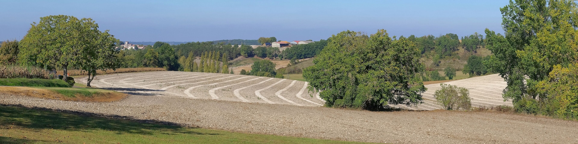 Ploughed fields in Southern Charente hills, october. Juignac, Charente, France.