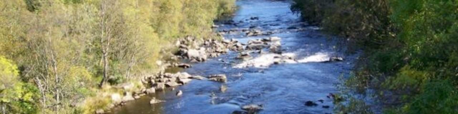 River Tummel, Tummel Bridge Looking downstream from Wade's bridge.