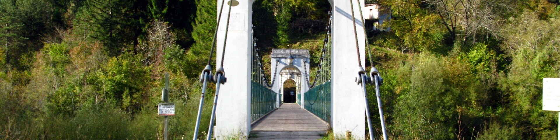 Pedestrian bridge near San Giorgio in Val Resia , a tributary valley of Canal del Ferro / Friuli-Venezia Giulia / Italy / EU.