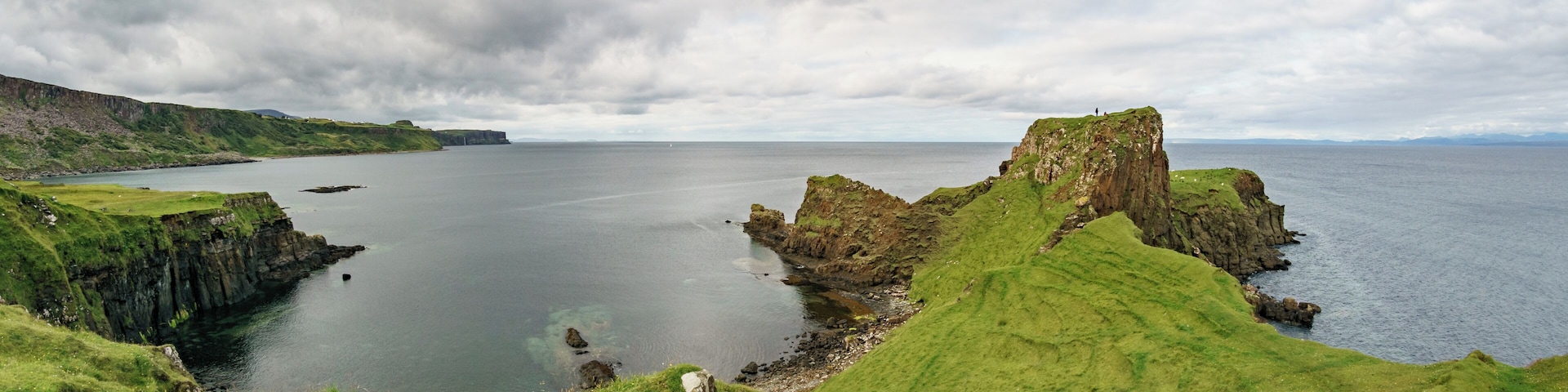 Rubha nam Brathairean (Brother's Point) on the Isle of Skye. In the distance is the waterfall from Loch Mealt and Kilt Rock. This image was taken with a Samyang 8mm fisheye lens.