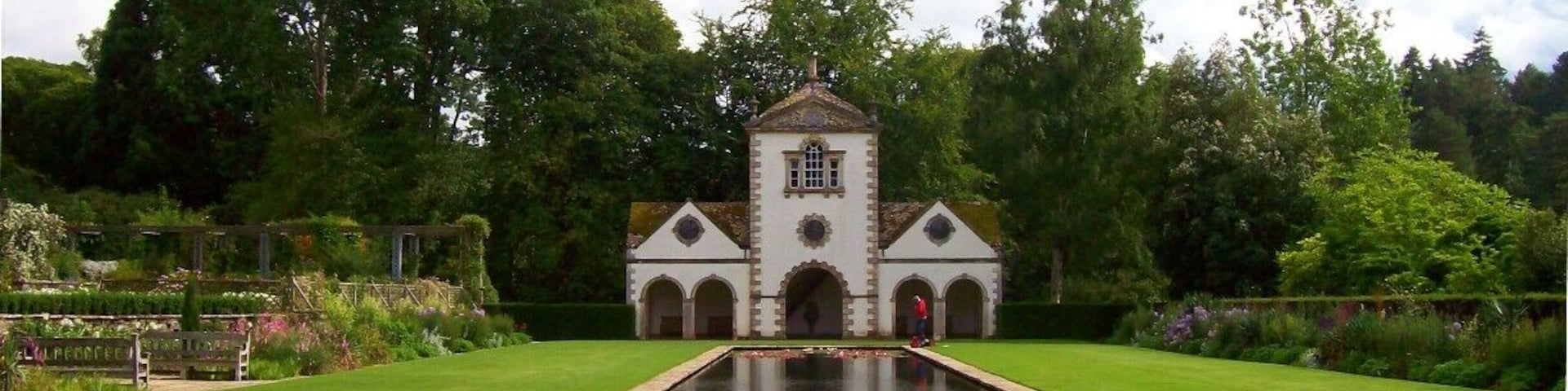The Pin Mill in Bodnant Gardens, reflected in the aptly-named lily pond.