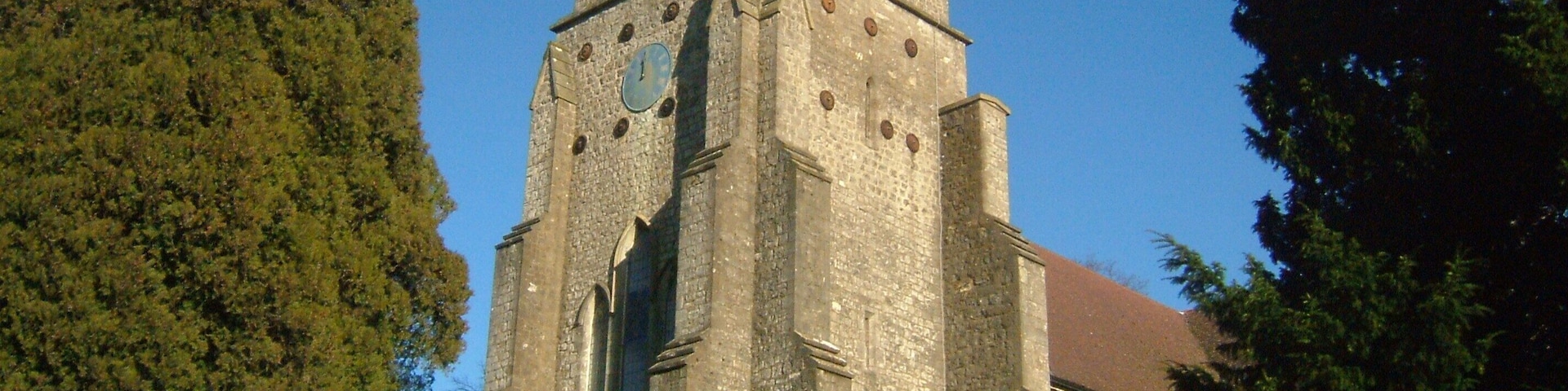West tower of St Mary's parish church, Platt, Kent, seen from the southwest