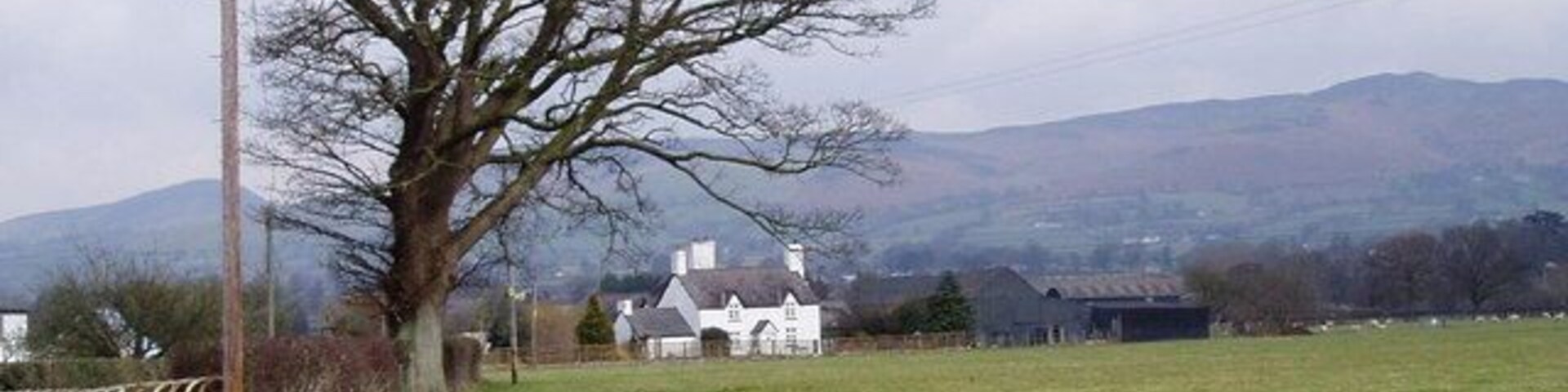 Plas yr Esgob. White-painted 18th century farmhouse in the Vale of Clwyd.