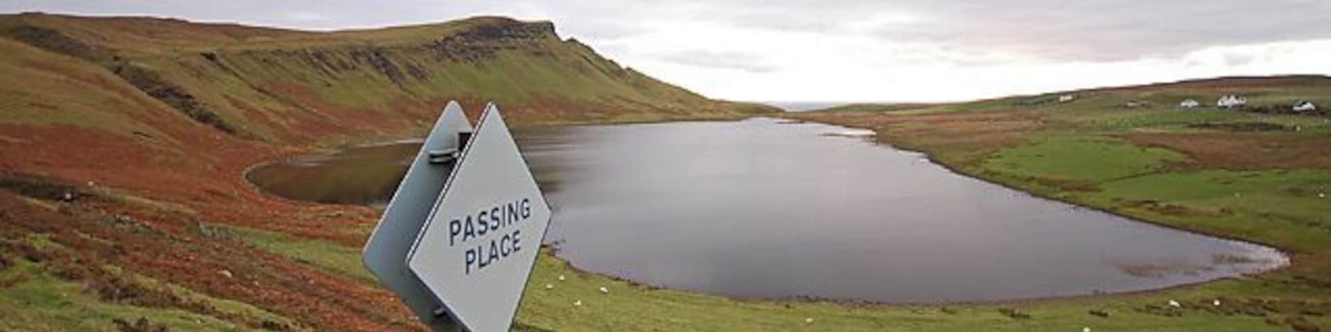 Loch Mor, Waterstein A freshwater loch some 60m above Moonen Bay, into which it drains via a waterfall at the far end.