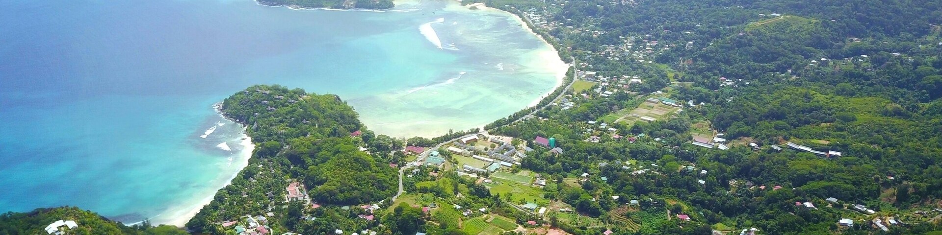 Aerial shot of Anse Boileau village.