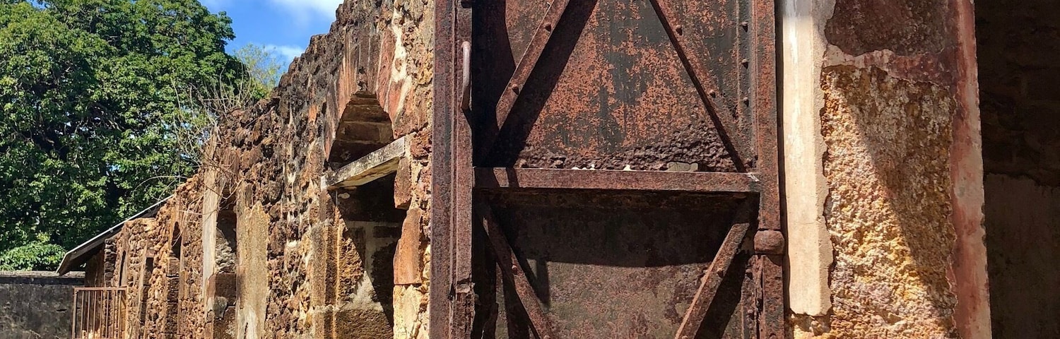 Entrance into the cell blocks.
Here’s a bit more history:
In the late 1840’s France had a problem with overpopulation in its prisons and made the decision to transport some of the prison population to the Iles du Salat (Salvation Islands). This particular set of islands is about 6 miles off of the coast of French Guiana and made up of Ile Royale, Ile Saint-Joseph and Ile du Diable. The French also installed prisons on the mainland of French Guiana as well as other islands located north of here. The prison was run on the Salvation Islands from 1852 until 1946. A law was passed by the French Government in 1853 that required convicts to stay in French Guiana following their release for a time equal to their sentence ... or, for sentences exceeding eight years, for the remainder of their life’s! So, incarceration here really was a life sentence with no ability to return to mainland France! Interestingly, the islands are still part of France and the EU as is mainland French Guiana.