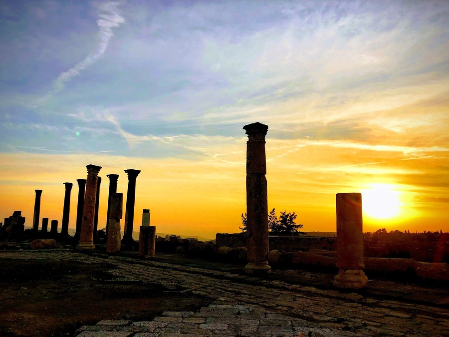 Sunset in the archeological site