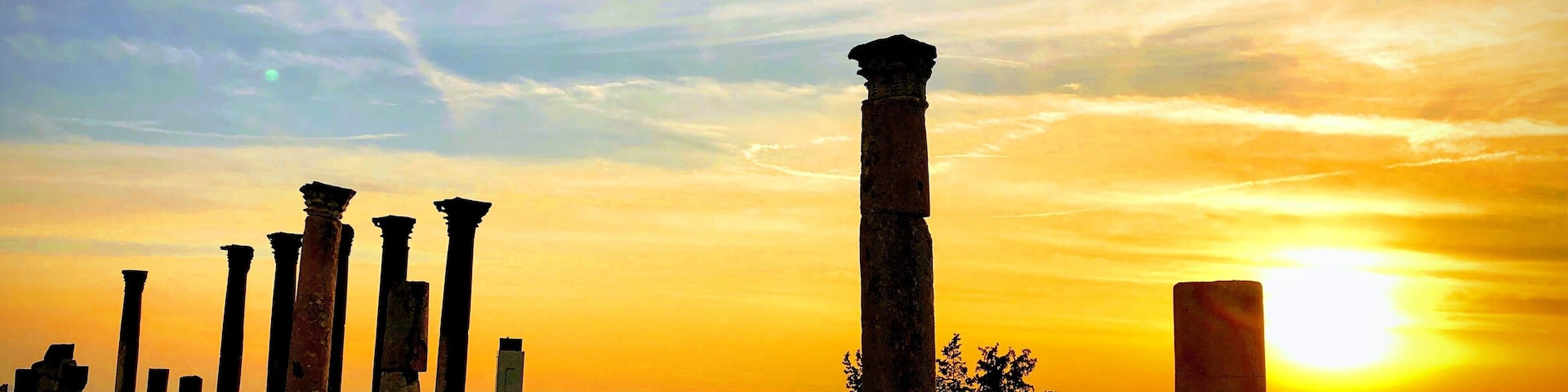 Sunset in the archeological site