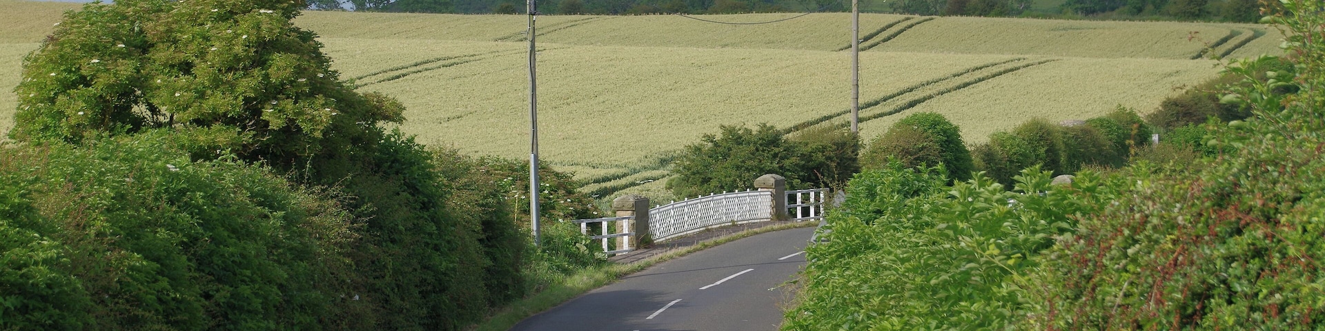 The B1340 through Lucker in Northumberland.