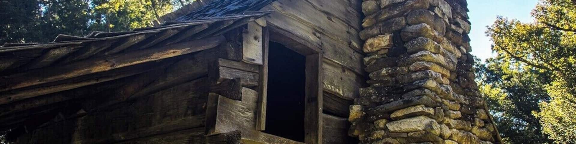 Jesse Brown's Cabin. A neat historical feature that is just about 100 yards beyond the trees at Tompkins Knob. Learn all about it here: https://www.hdcarolina.com/episode/thompkins-knob