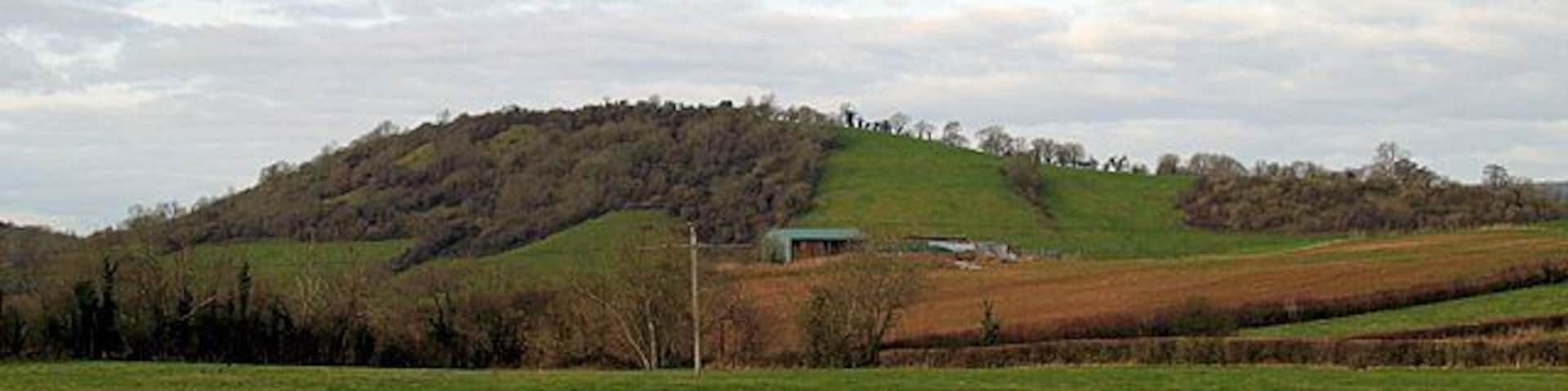 Ben Knowle A picture of Ben Knowle and farm buildings taken from Haymoor Lane in Coxley Wick.