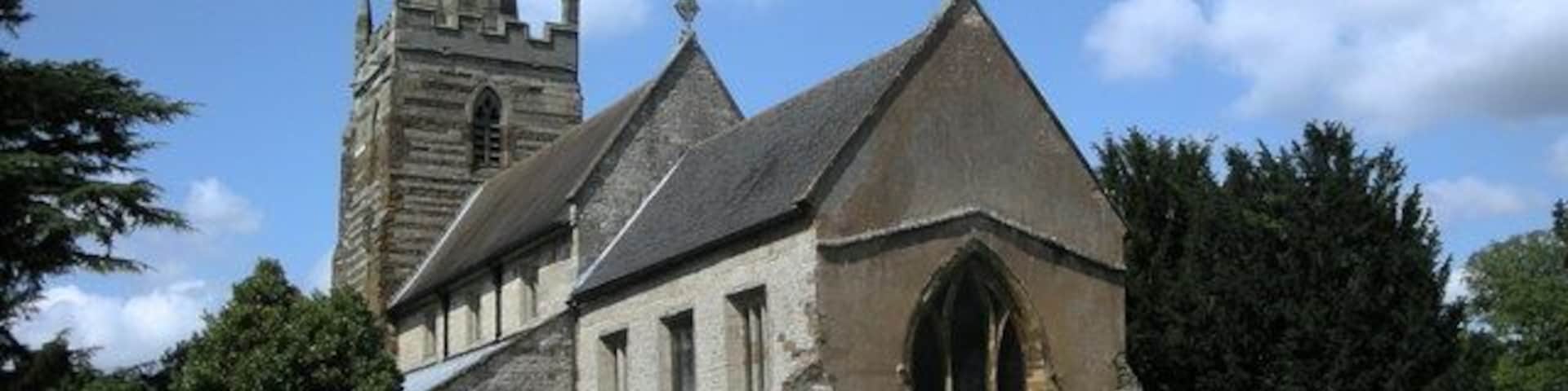 Ladbroke-All Saints Church Looking from near the footpath crossing.
