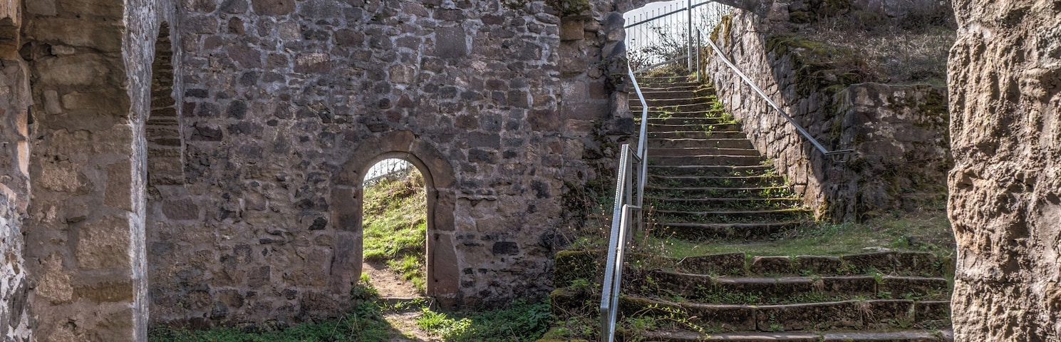 Yard and stairs in the main building of the Bramberg ruin