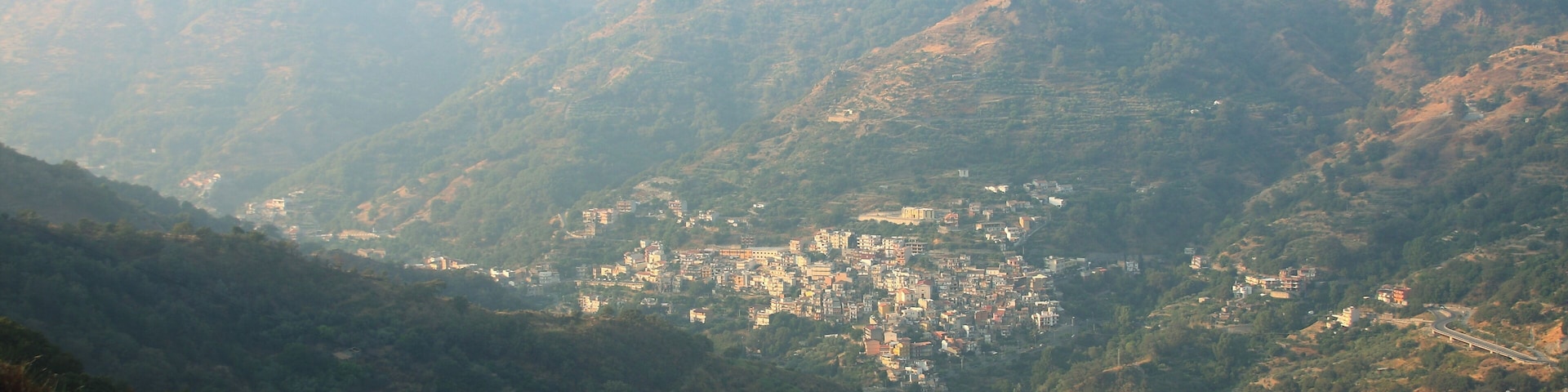 View of the town of Antillo, Province of Messina, Sicily, Italy