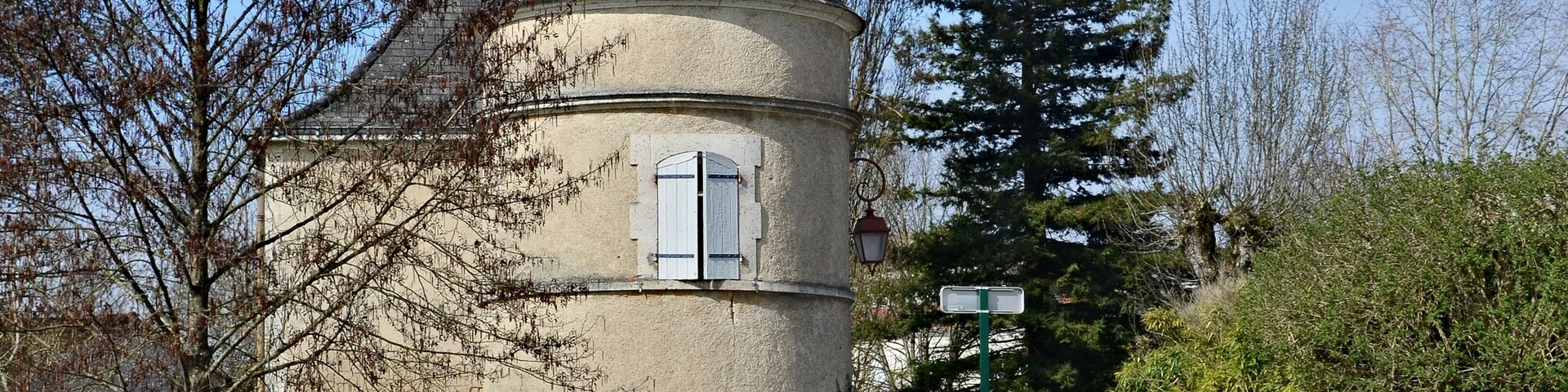 Former dovecote tower near the Pont des Rices; Blanzac, Charente, France.
