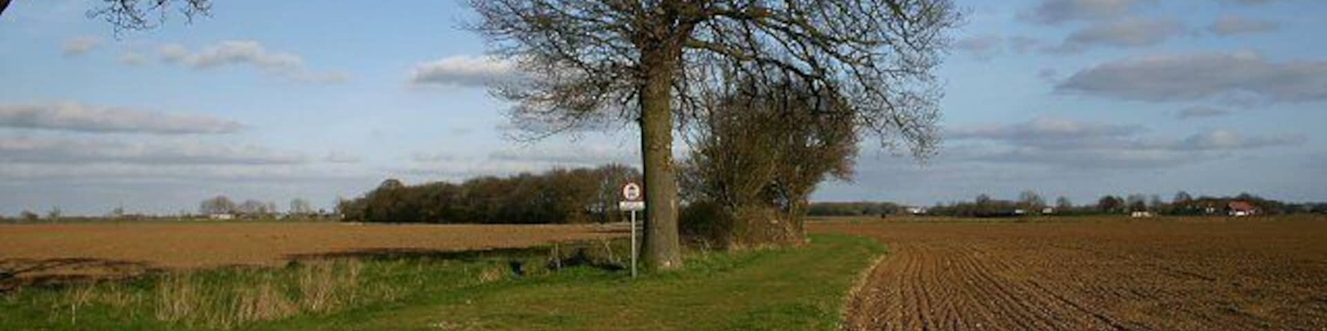 Byway to Mendlesham Green Known as Hundred Lane, this restricted byway leads eastwards from the end of a no through road.