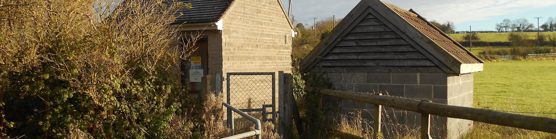 Sewage pumping station beside Wagg Drove, near Igstock Farm, Huish Episcopi, Somerset, England.