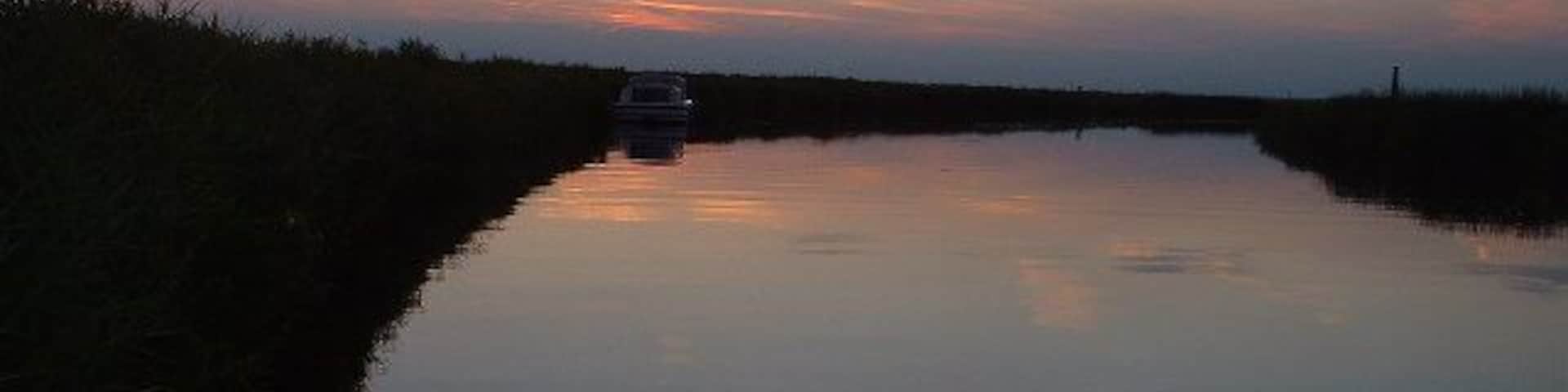 Evening light on the Waveney. Black Mill in the distance. The Broads are wonderfully atmospheric at all times of day.